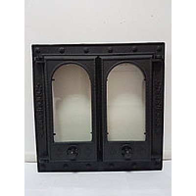 Дверка каминная крашенная со стеклом (двухстворчатая) 550*550мм ...